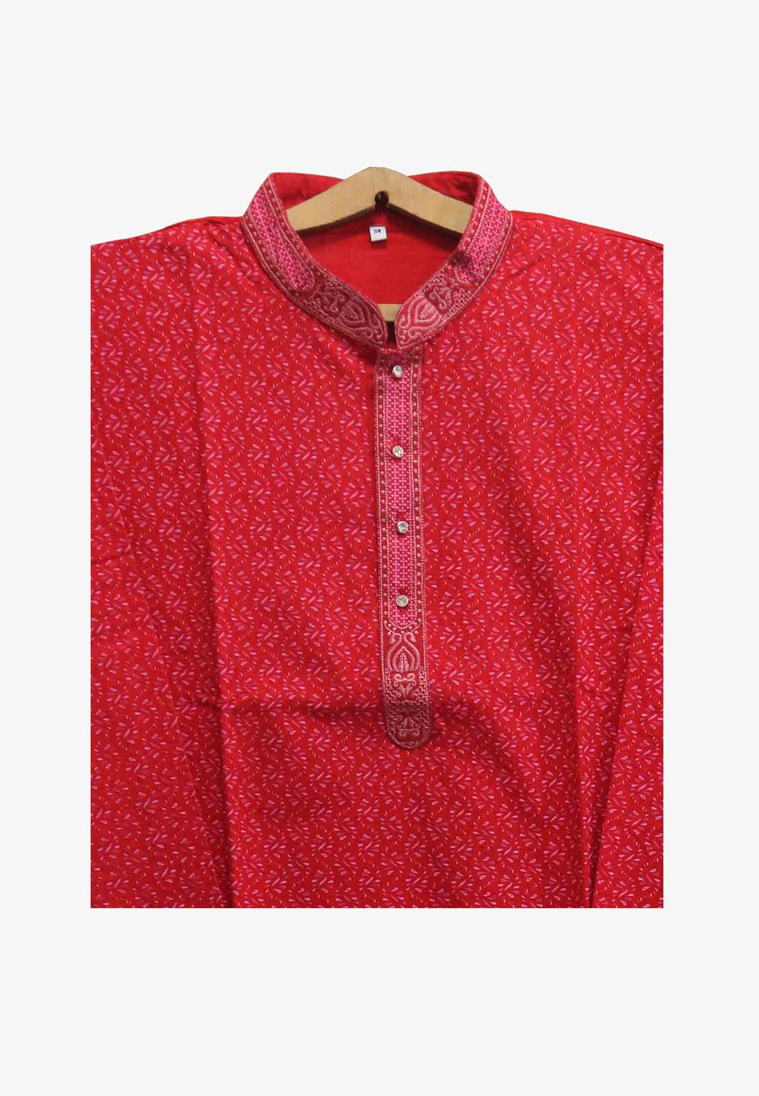 Biye Bazaar | Red Indian Cotton Panjabi