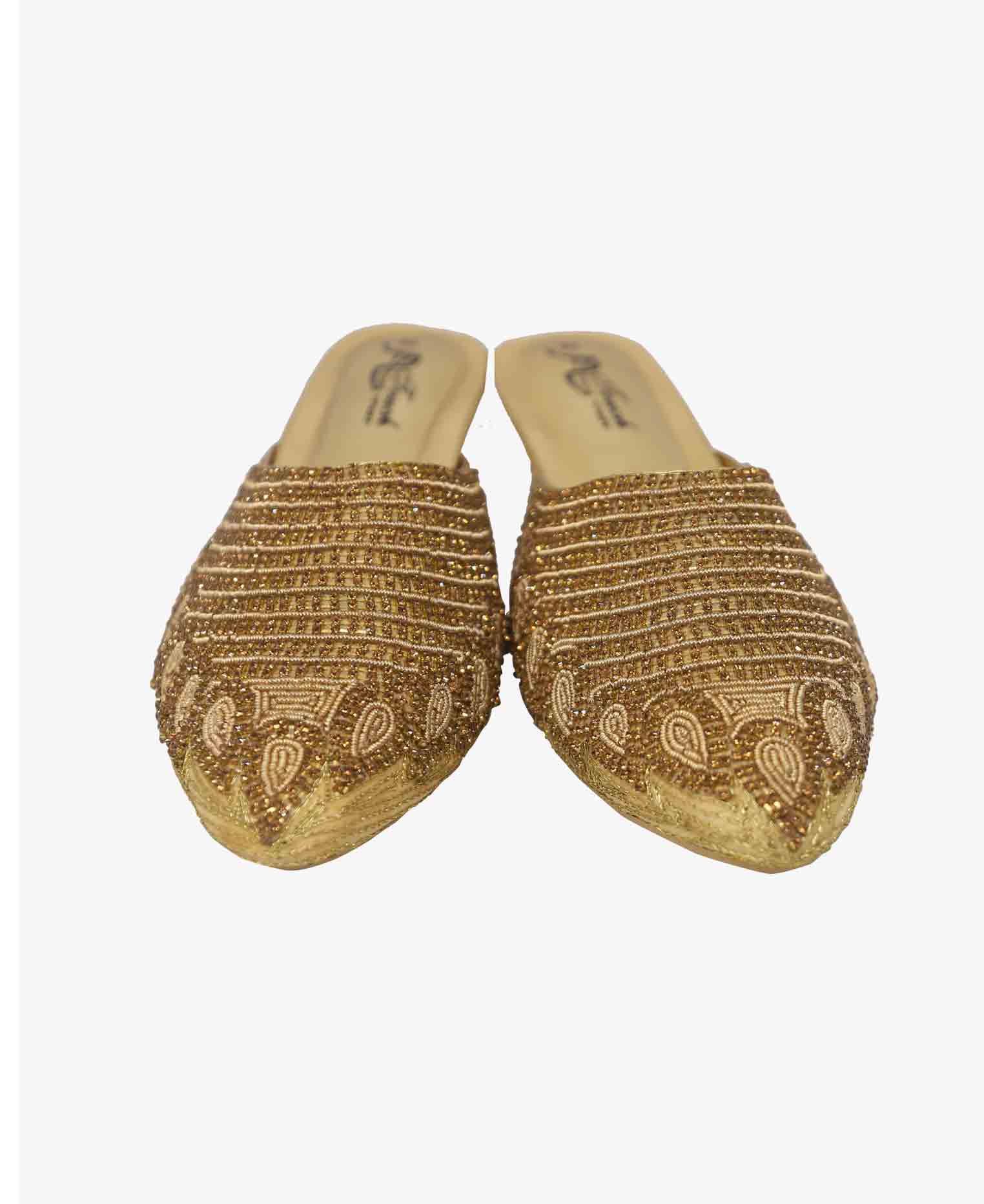 Biye Bazaar | Golden artificial leather party Box heel